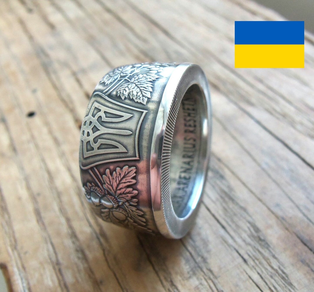 Ukrainian Silver Coin Ring - STAND WITH UKRAINE - Ukrainian Rings ...