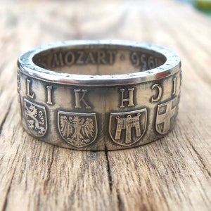 Austrian Silver 25 Schilling Coin Ring - Austrian Men's Silver Ring ...