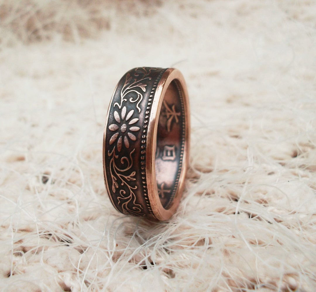 Coin Ring, Japanese Coin Ring, Coin Ring, Bronze Ring, Japanese Jewelry ...