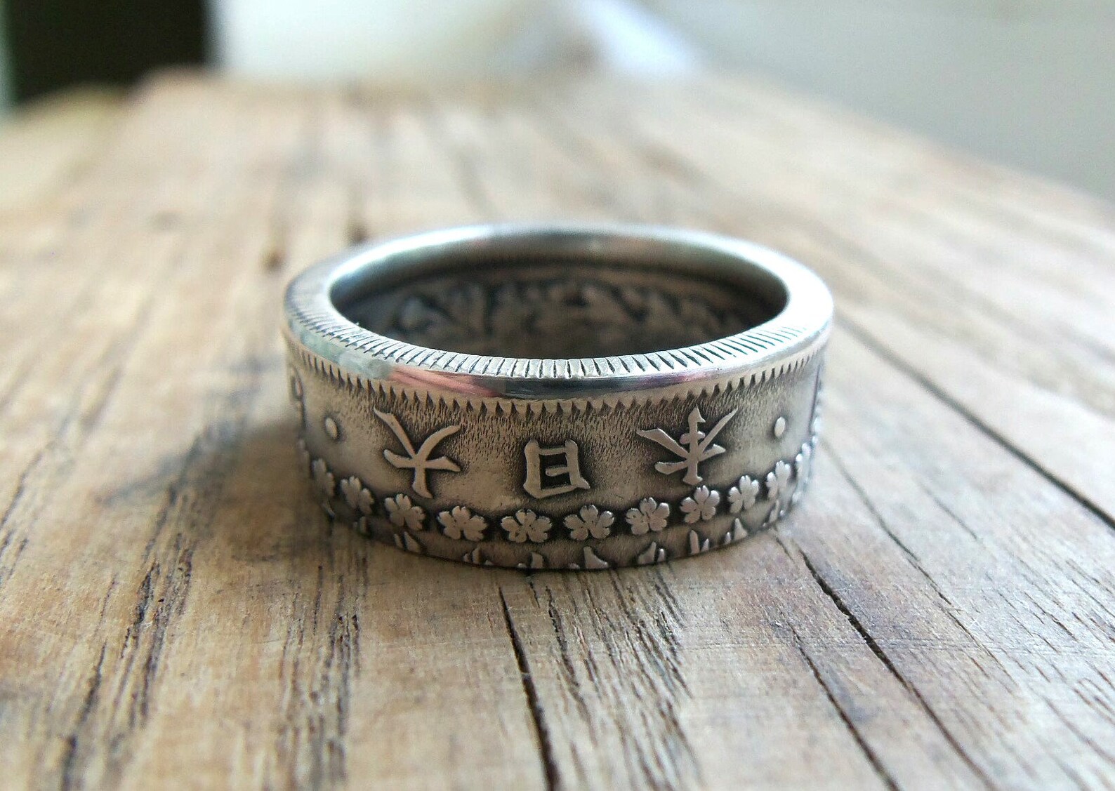 Japanese Silver Coin Ring Japan 50 Sen Silver Coin Ring | Etsy