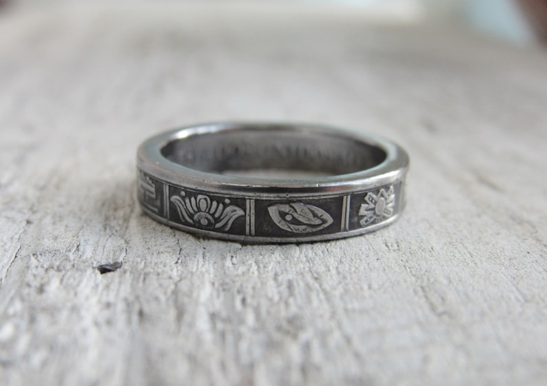 Coin Ring (mexico) Steel Skull - Mexican Coin Ring - Mexican Jewelry ...