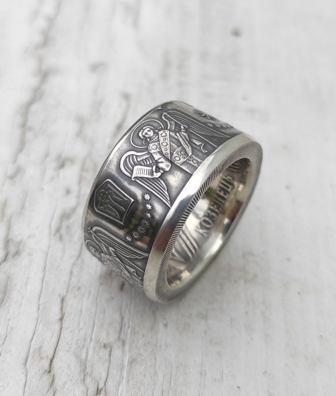 Ukrainian Silver Coin Ring - Angel's - Angels on the Ring - Coin Ring ...