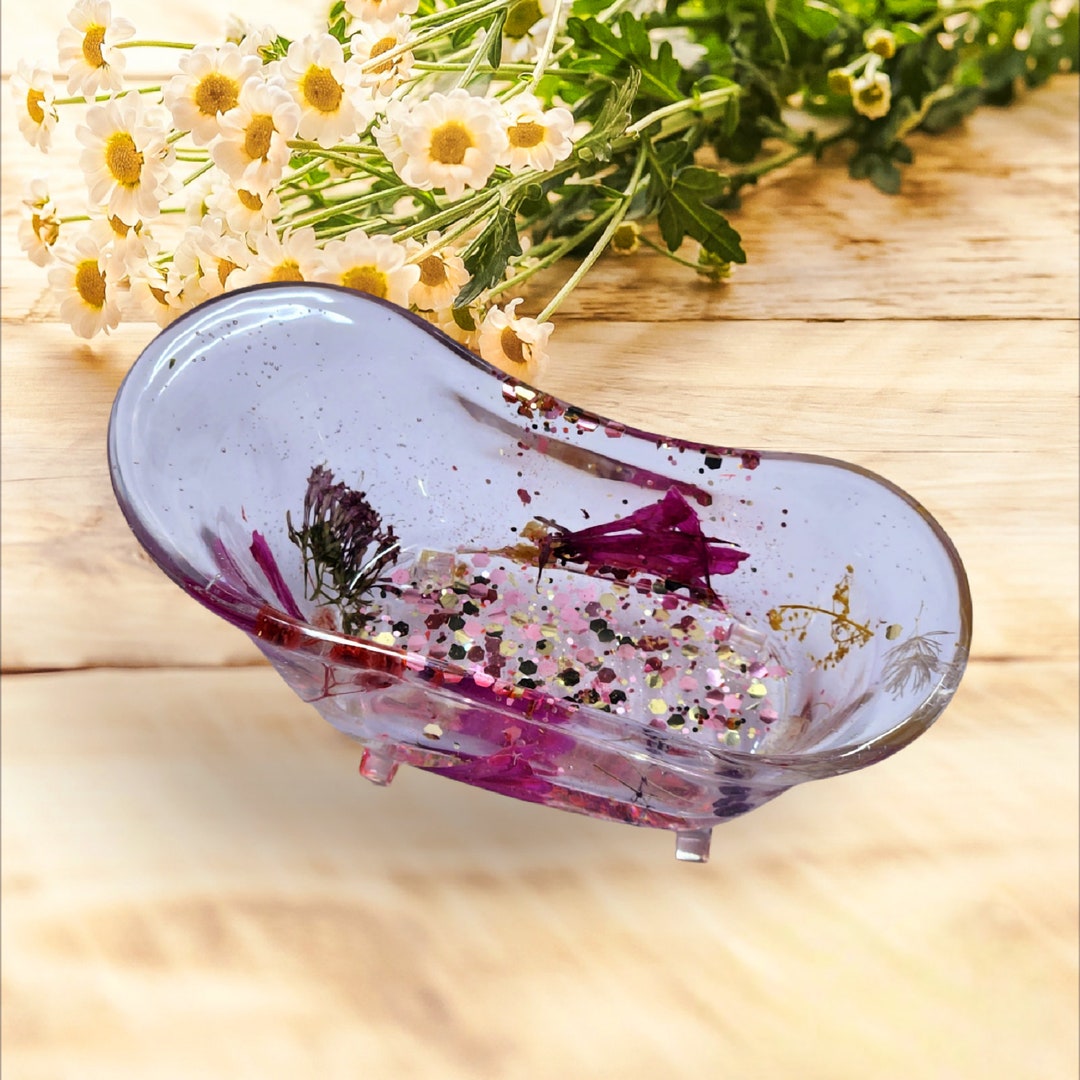 Mini Bathtub Soap Dish And Jewelry Holder Floral Trinkets Dish Unique
