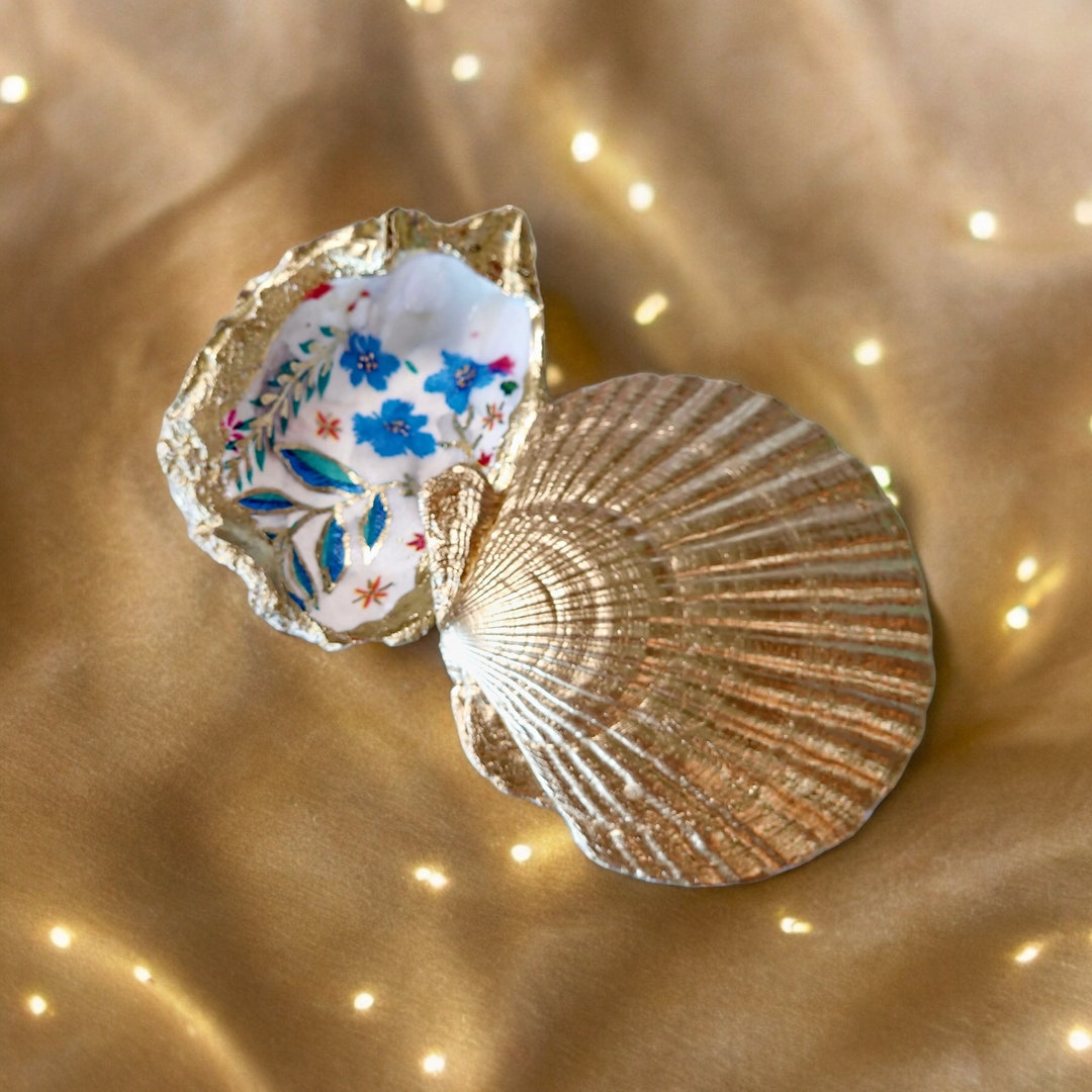 Gold Seashell Jewelry Holder. Sea Shell Ring Dish. Gold Trinket Dish ...