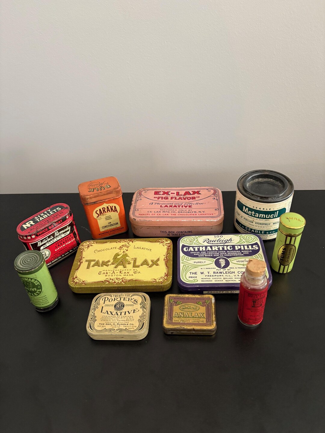 Lot of 11 Antique Laxative Tins/vintage Medicinal Tins/constipation ...