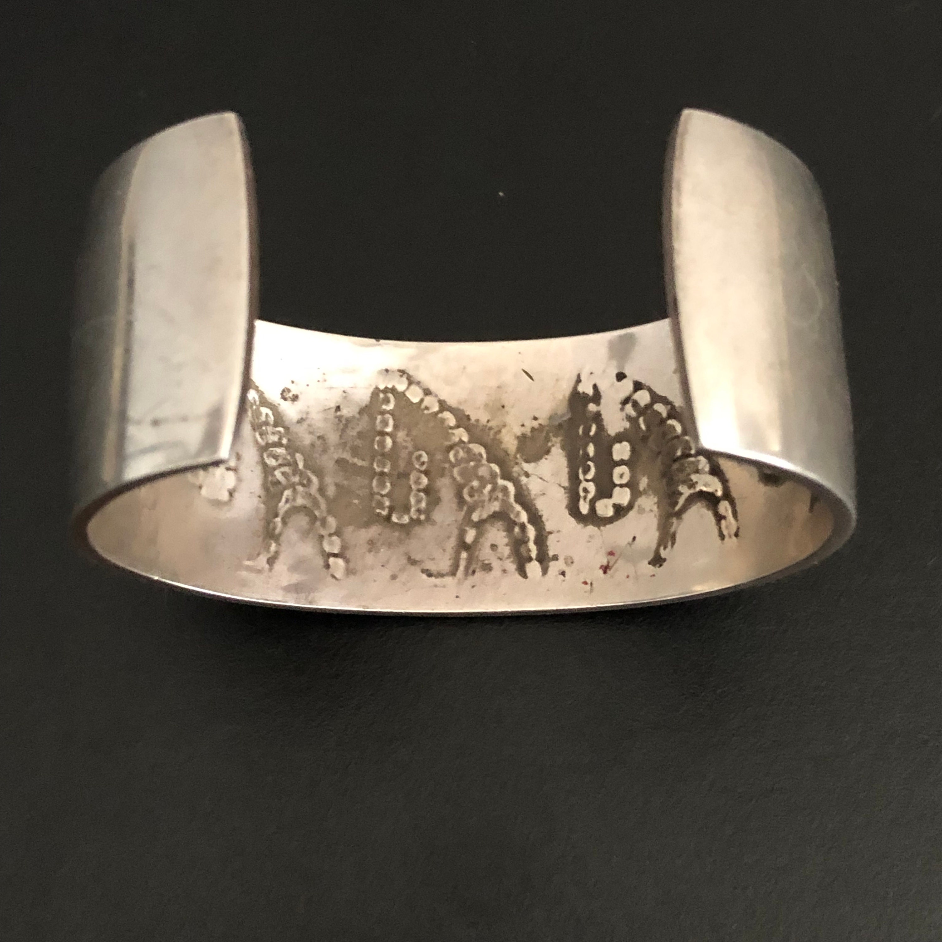 1960s Signed Gary Yoyokie Hopi Crafts Silver Overlay Cuff Bracelet ...