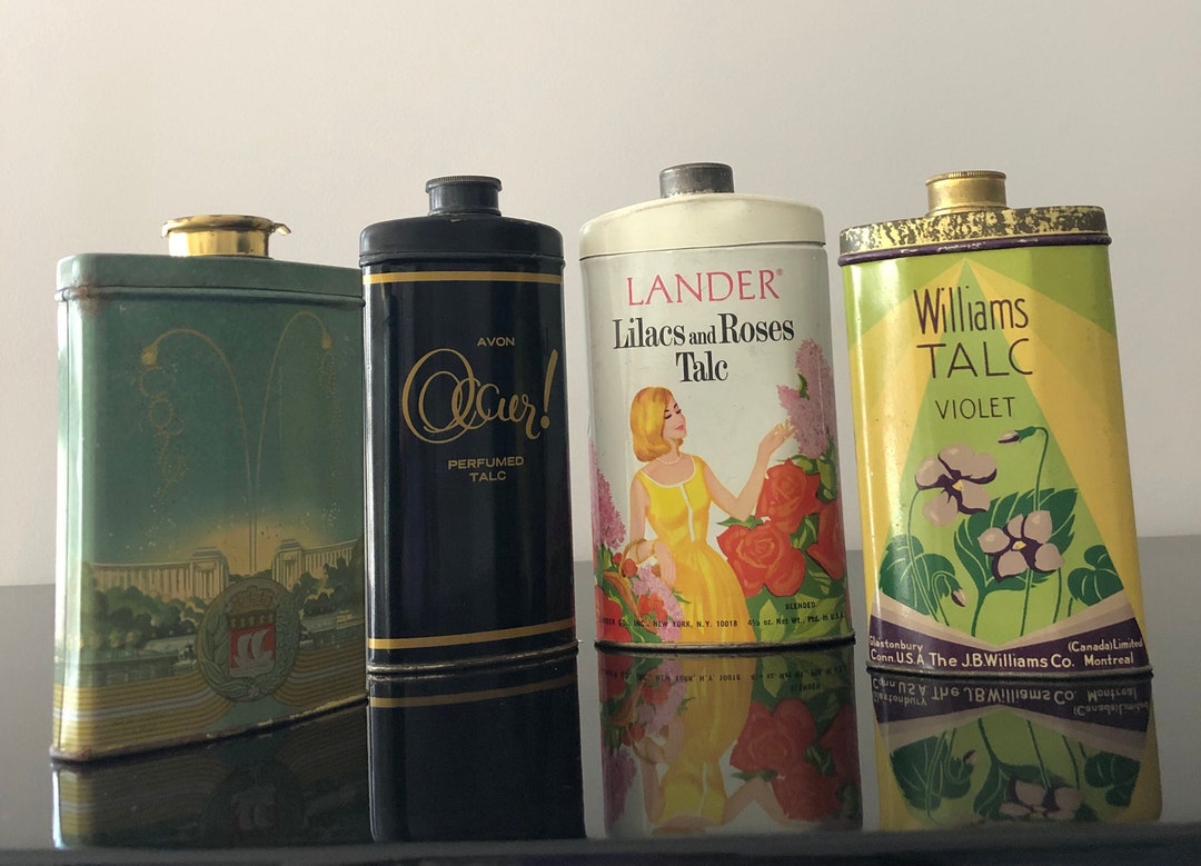 Four Antique Vintage Talc Tins, Art Deco Mid Century, Williams Coty ...
