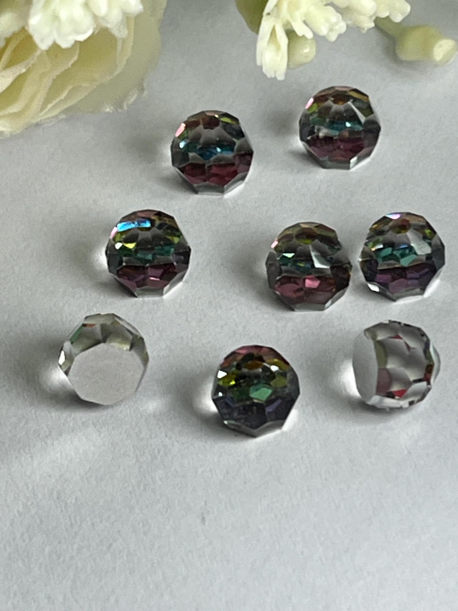 Czech Vintage Preciosa 3/4 Faceted Balls 8mm Flat Bottom 8mm Pack of 8 ...