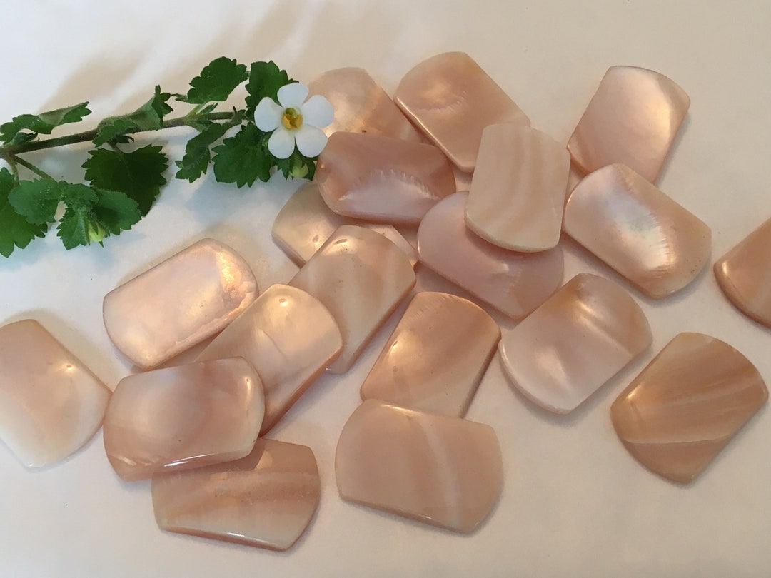 Cabochon Vintage Czech Ivory Shades Coloured Mother of Pearl Tiles Pack ...