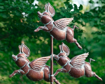 Four Flying Pigs Metal Wind Catcher Spinner Rustic Garden - Etsy