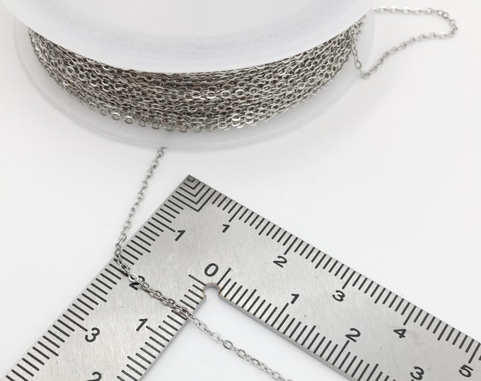 10 Metres X Extra Fine Stainless Steel Cable Chain, Silver Cable Chain ...