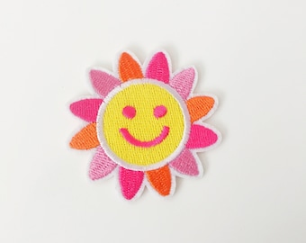 Happy Sun Embroidered Iron on Patch Applique - Etsy
