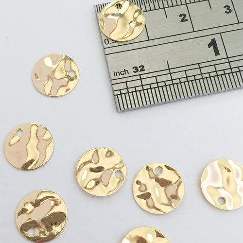 2 X 18K Gold Plated Hammered Coin Connectors Textured Gold - Etsy