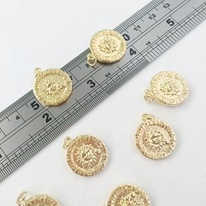 1 X 18K Gold Plated Brass Sun Charms, Gold Sun Pendants, Gold ...