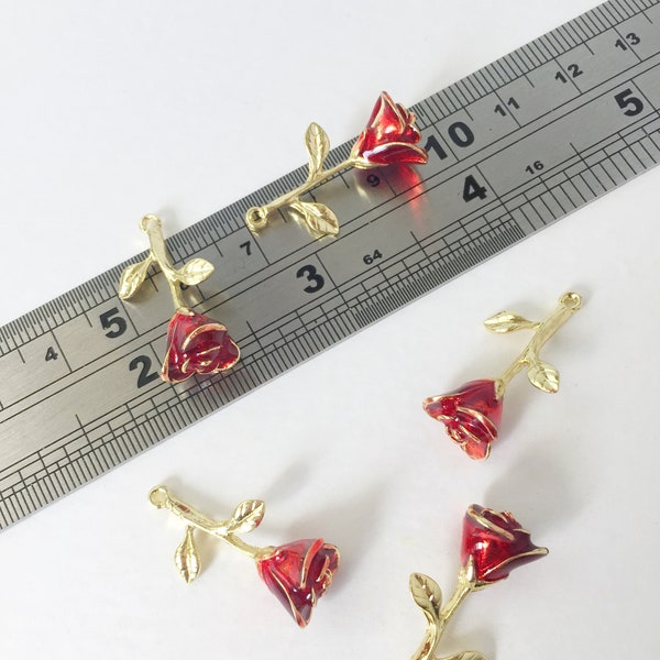 Red Rose Charm - Etsy