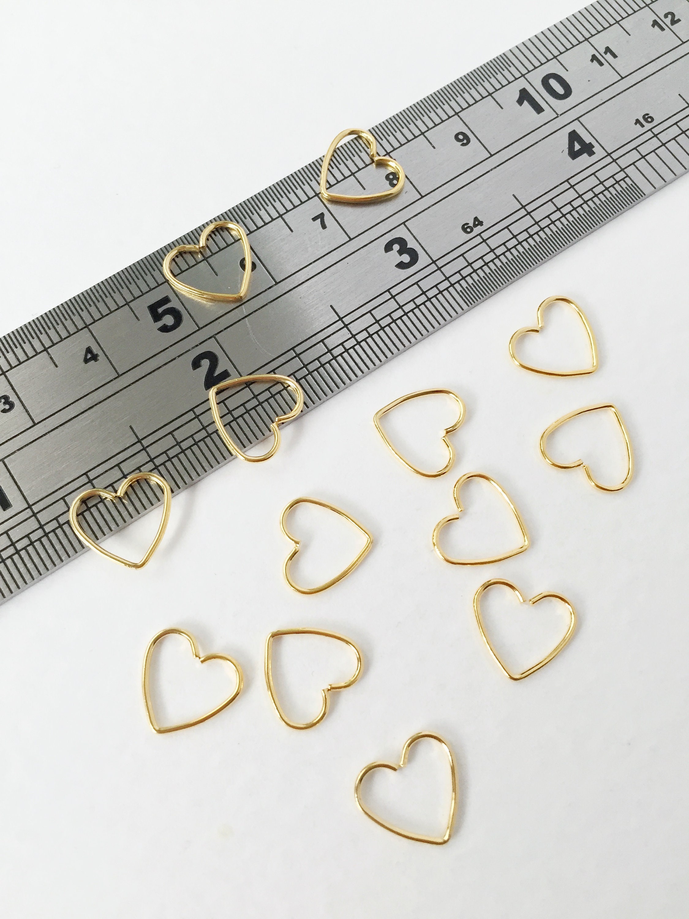 10 X Gold Plated Stainless Steel Heart Connectors, Gold Heart Open ...