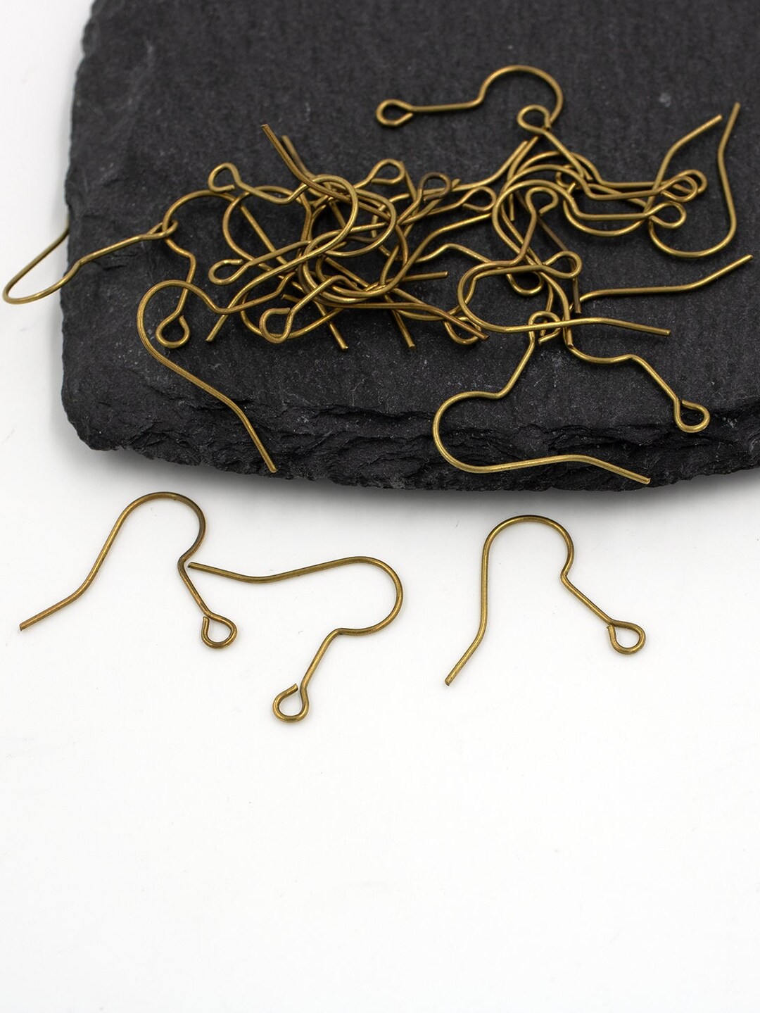 20 X Raw Brass Long Neck Earring Hooks, Simple Ear Wire for DIY Earring ...