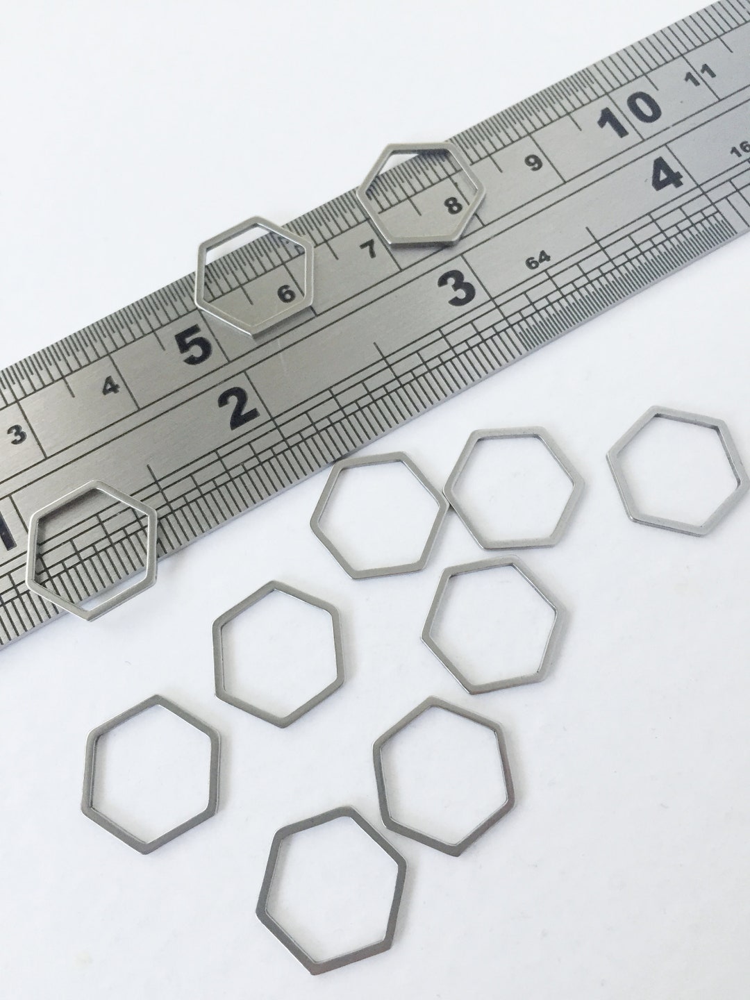 10 X Stainless Steel Hexagon Connectors, 14mm Hexagon Linking Rings ...