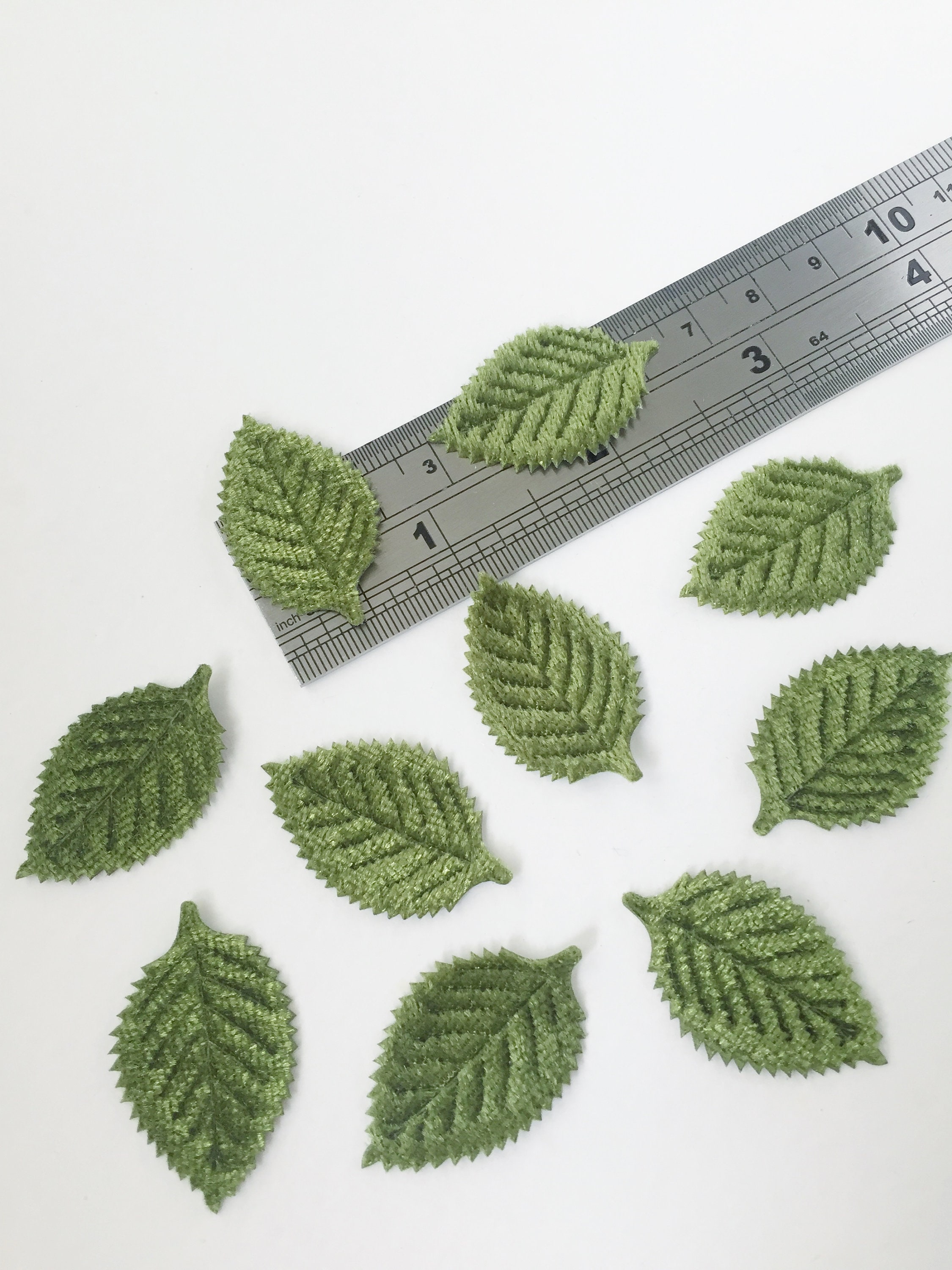 10 x Green Velvet Leaves Green Leaf Patches Millinery Leaf | Etsy