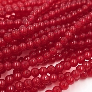 1 Strand X Crimson Red Jade Imitation Round Glass Beads, 6.5mm, 31.5 ...