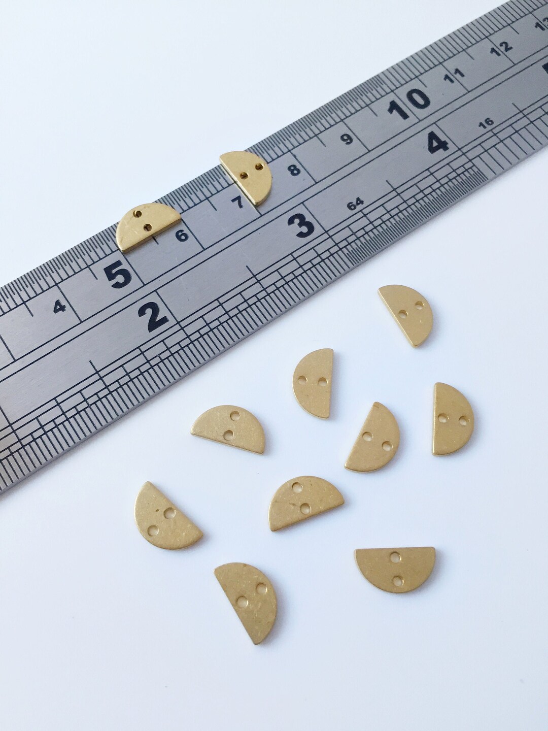 20 X Raw Brass Tiny Semi-circle Connectors Smooth Brass Half Round ...