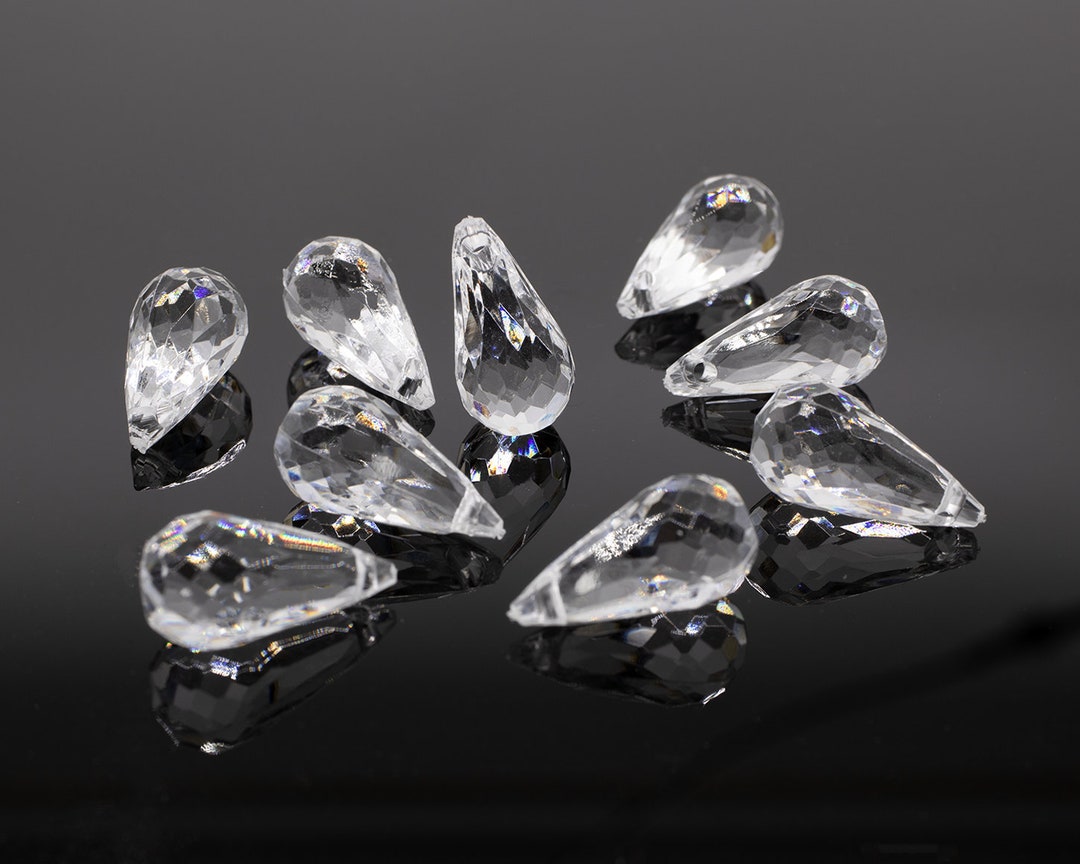40 X Shatterproof Clear Crystal Teardrop Beads 9x17mm Faceted Drop ...