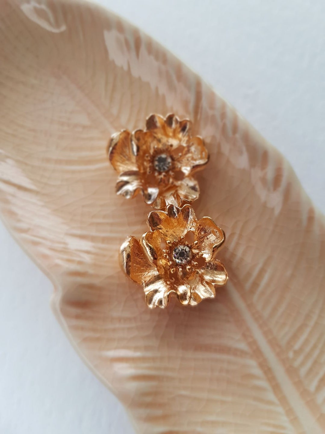 4 X Champagne Gold Flower Charms Flower Cabochons Flatback Flowers 5 ...