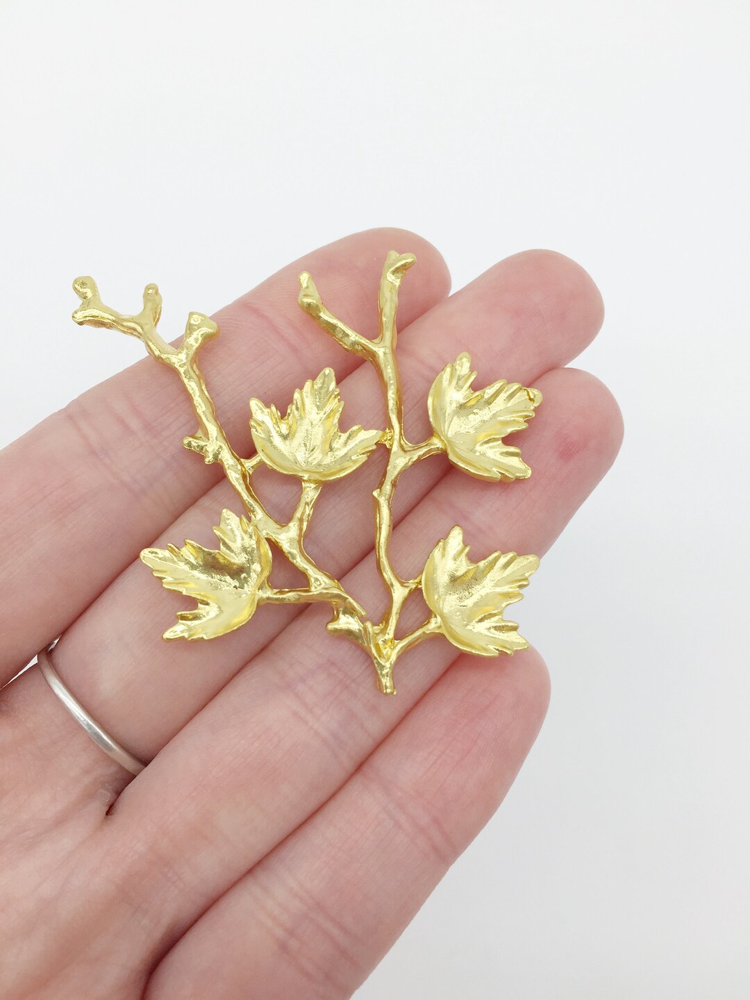 2 X Bright Gold Maple Tree Branch Gold Plated Leaf - Etsy