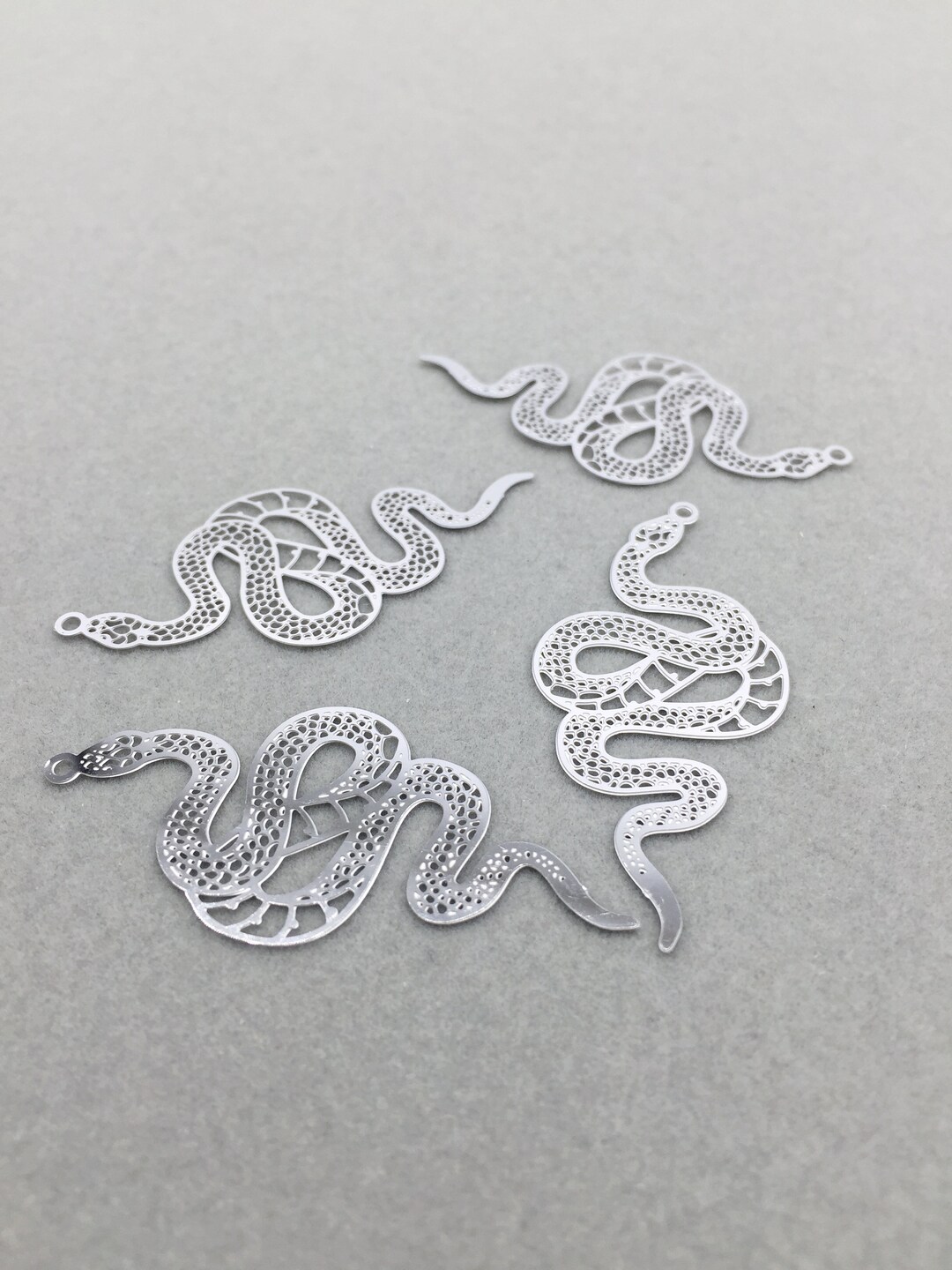 8 X Stainless Steel Celestial Snake Pendants, Filigree Snake Pendants ...