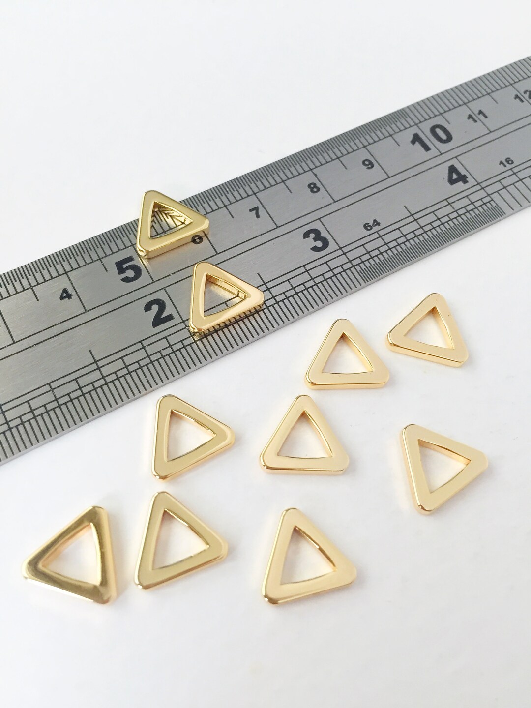 6 X 18K Gold Plated Chunky Triangle Connectors, Brass Triangle Links ...