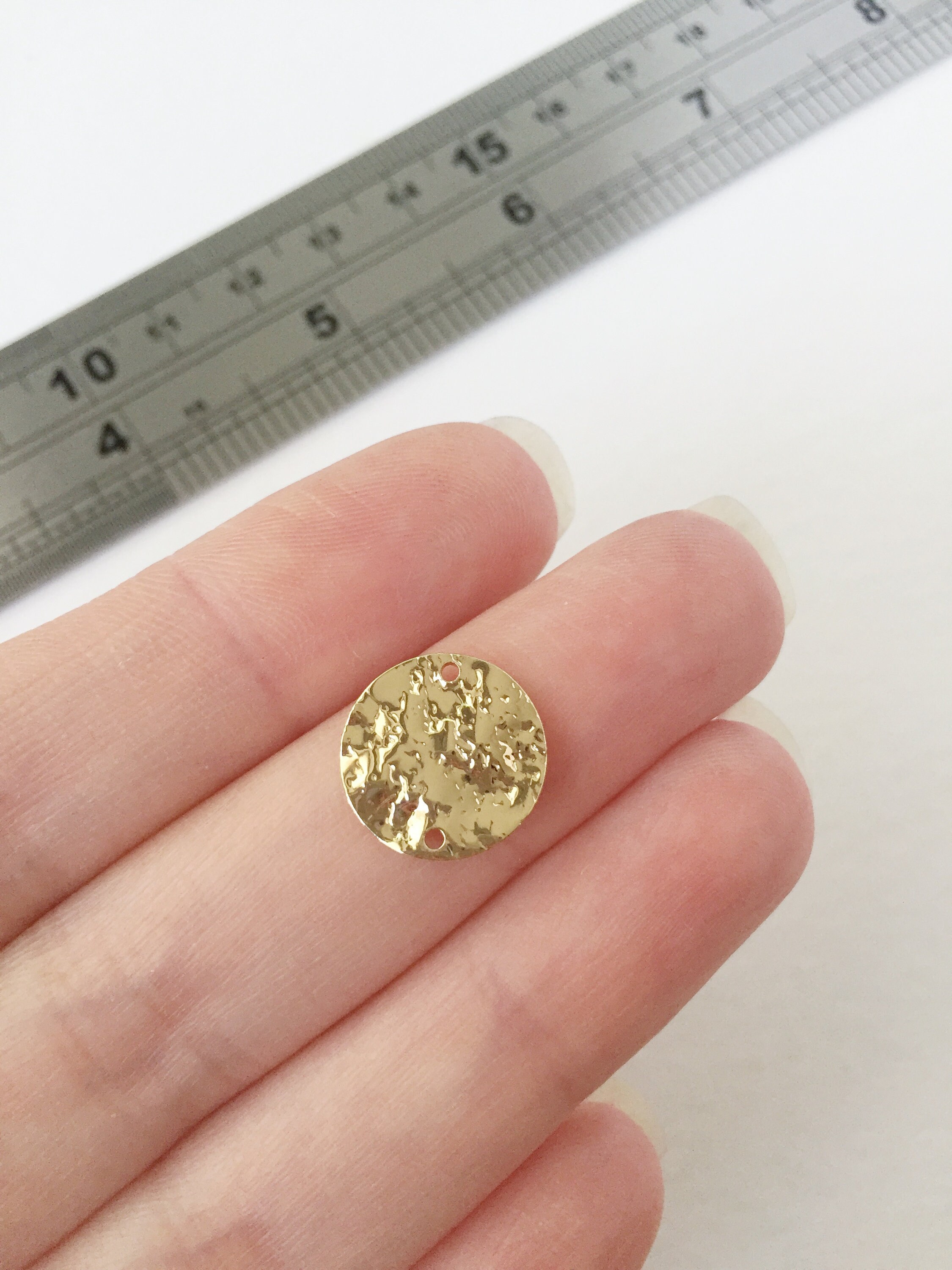 2 X 18K Gold Plated Hammered Coin Connectors Textured Gold - Etsy UK