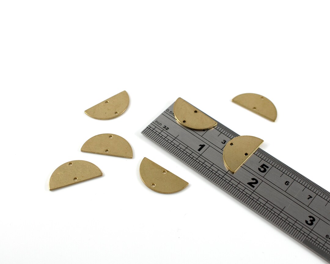 6 X Raw Brass 21x10mm Semicircle Connectors, Smooth Brass, Half Round ...