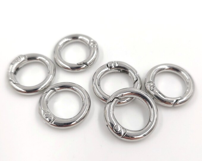 2 X Platinum Plated Ring Carabiner Clasp, 20mm Round Carabiner Clasps ...