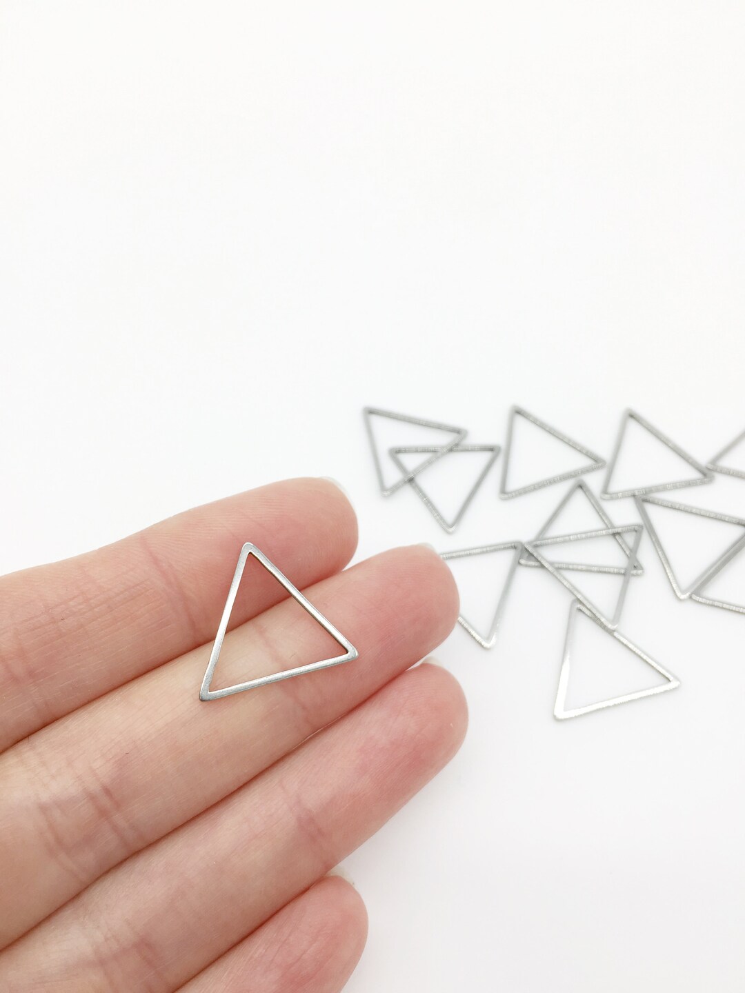 10 X Silver Triangle Connectors, Stainless Steel Triangle Links, 16mm ...