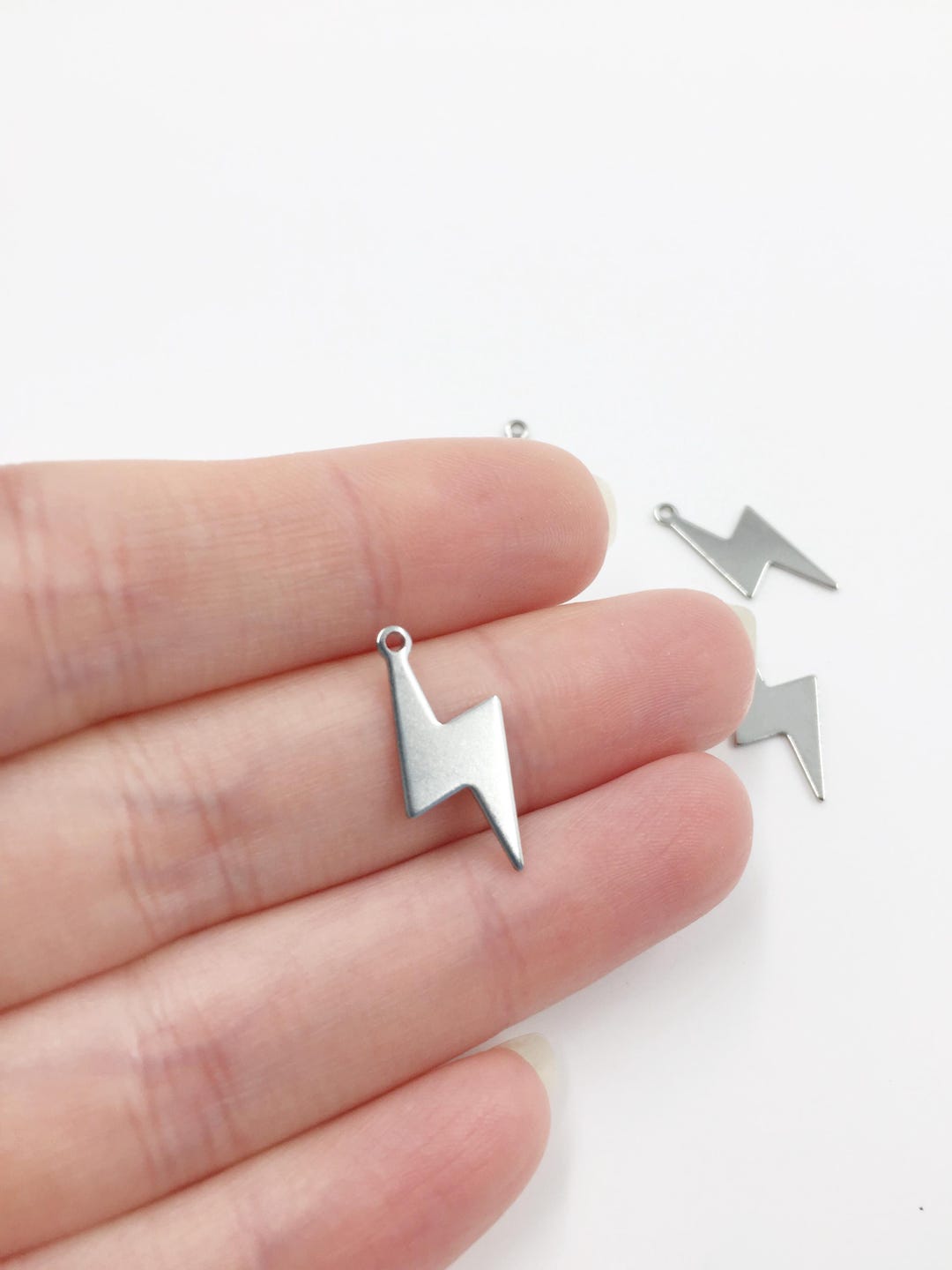 30 X Stainless Steel Lightning Bolt Charms, Silver Lightning Pendants ...
