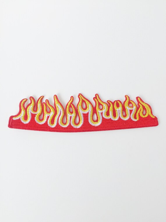 Burning Fire Iron-on Patch Flame Badge Row of Flames Motif - Etsy