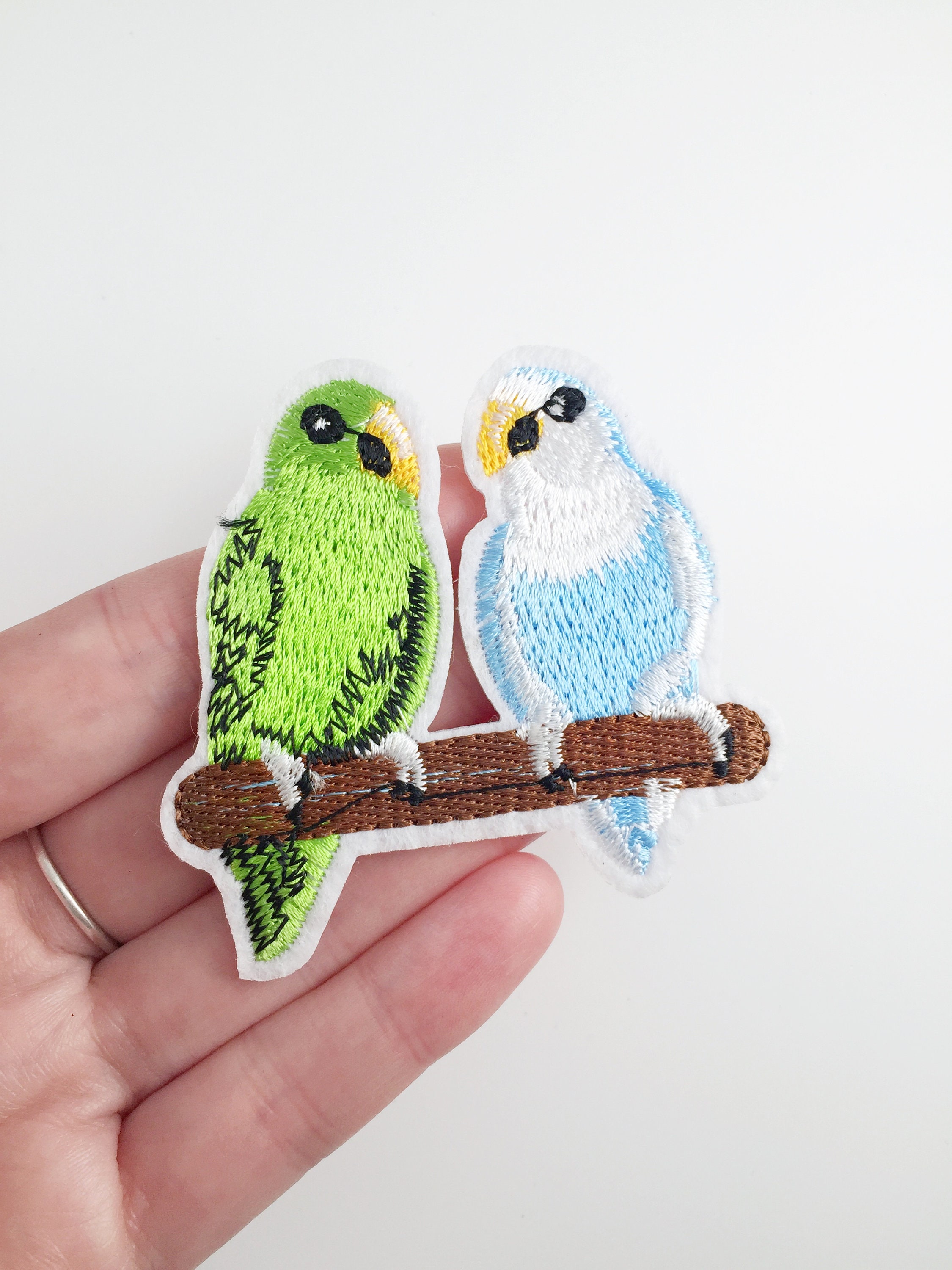 Sewing Appliques & Patches Budgies Iron-on Patch Bird Embroidery Budgie ...