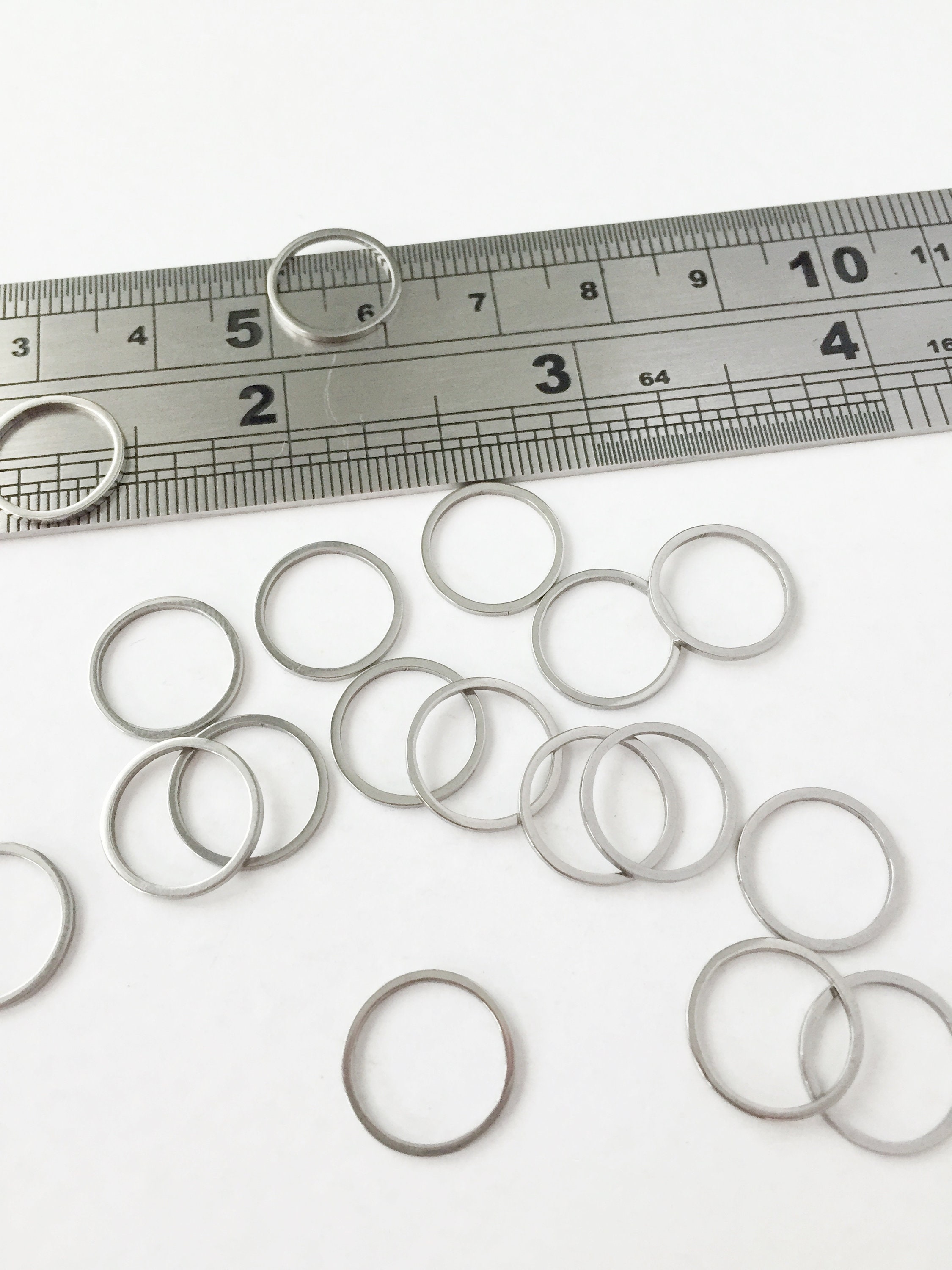10 X 12mm Stainless Steel Round Links, Silver Tone Linking Rings ...