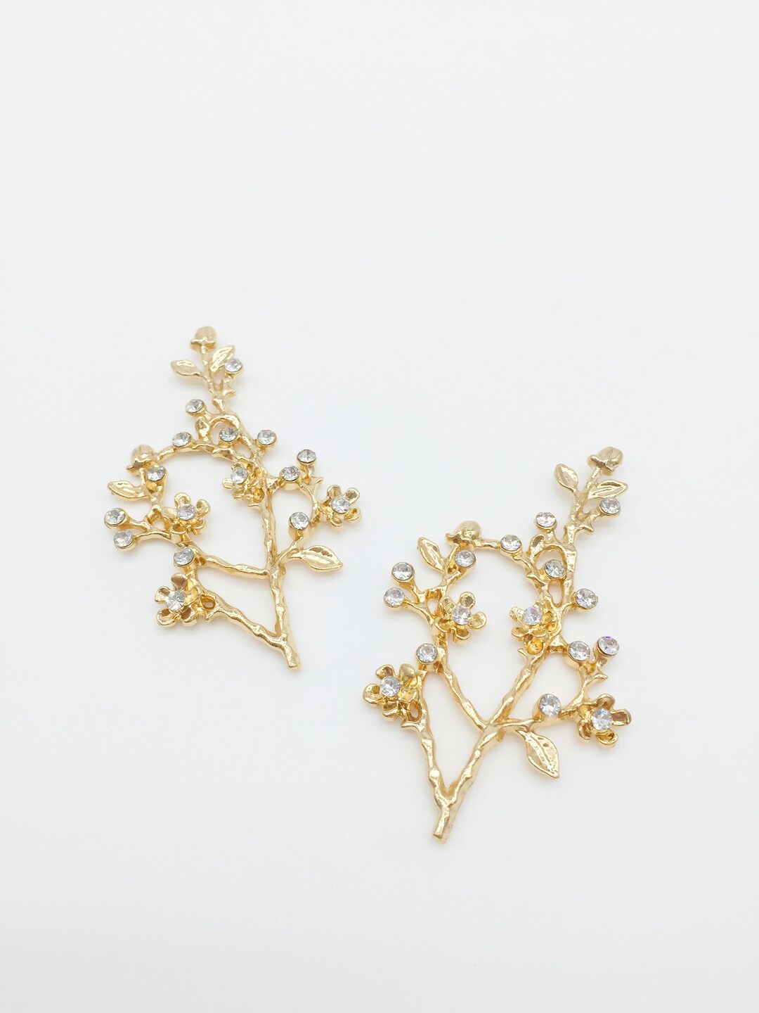 2 X Gold Crystal Flower Branches, Blooming Tree Branch Embellishment ...