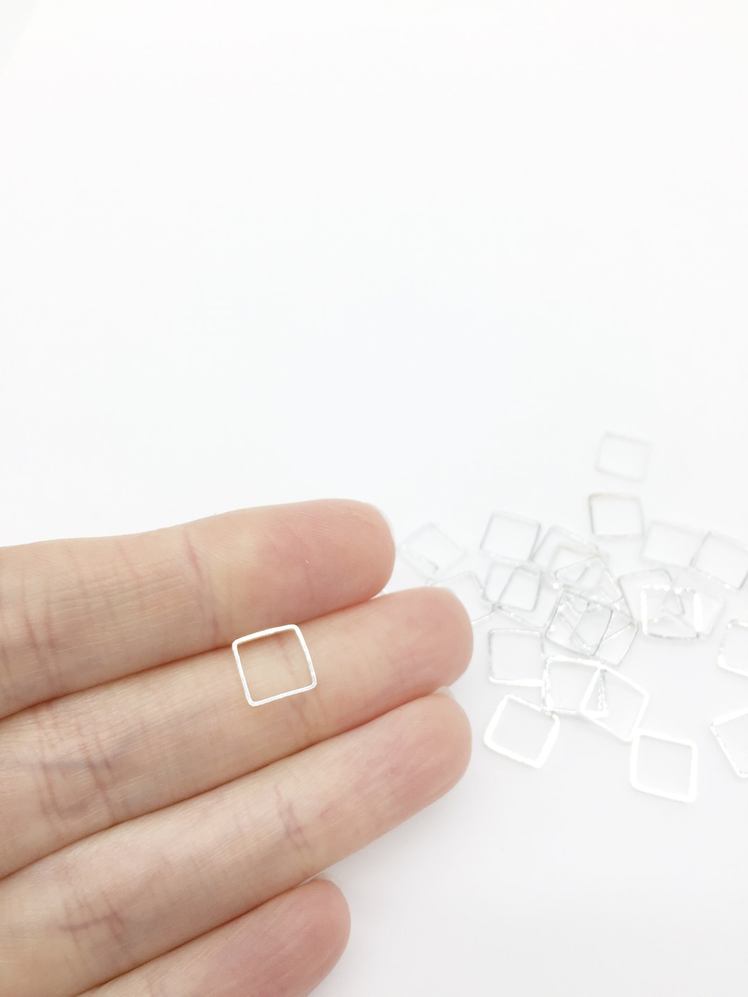 30 X Silver Square Connectors, Square Metal Linking Rings, 8mm Square ...