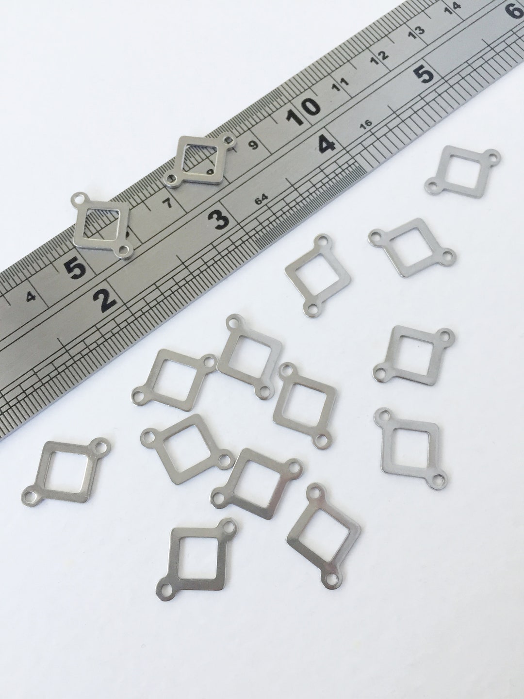 16 X Stainless Steel Rhombus Connectors, Open Rhombus Links, Geometric ...