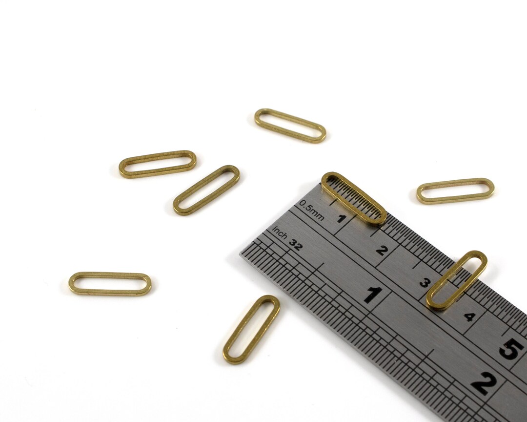 16 X Raw Brass 15x5mm Open Geometric Connector, Long Oval, Brass Link ...