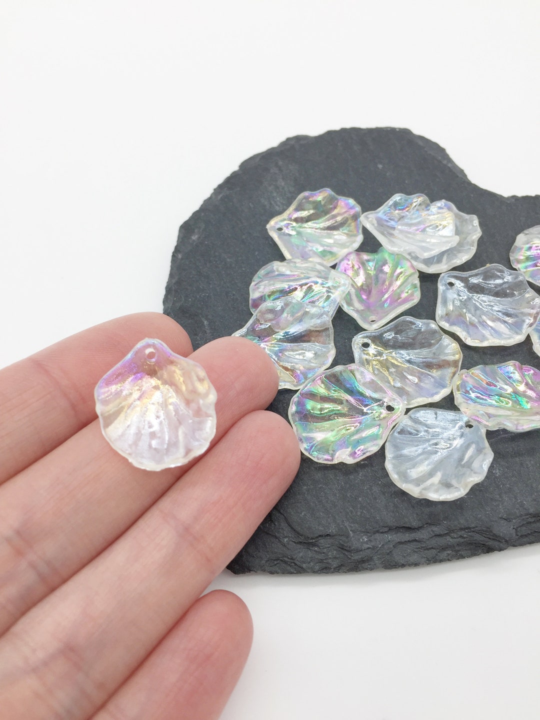 40 X Aurora Borealis Petal Charms Flower Petal Beads Flower Making ...