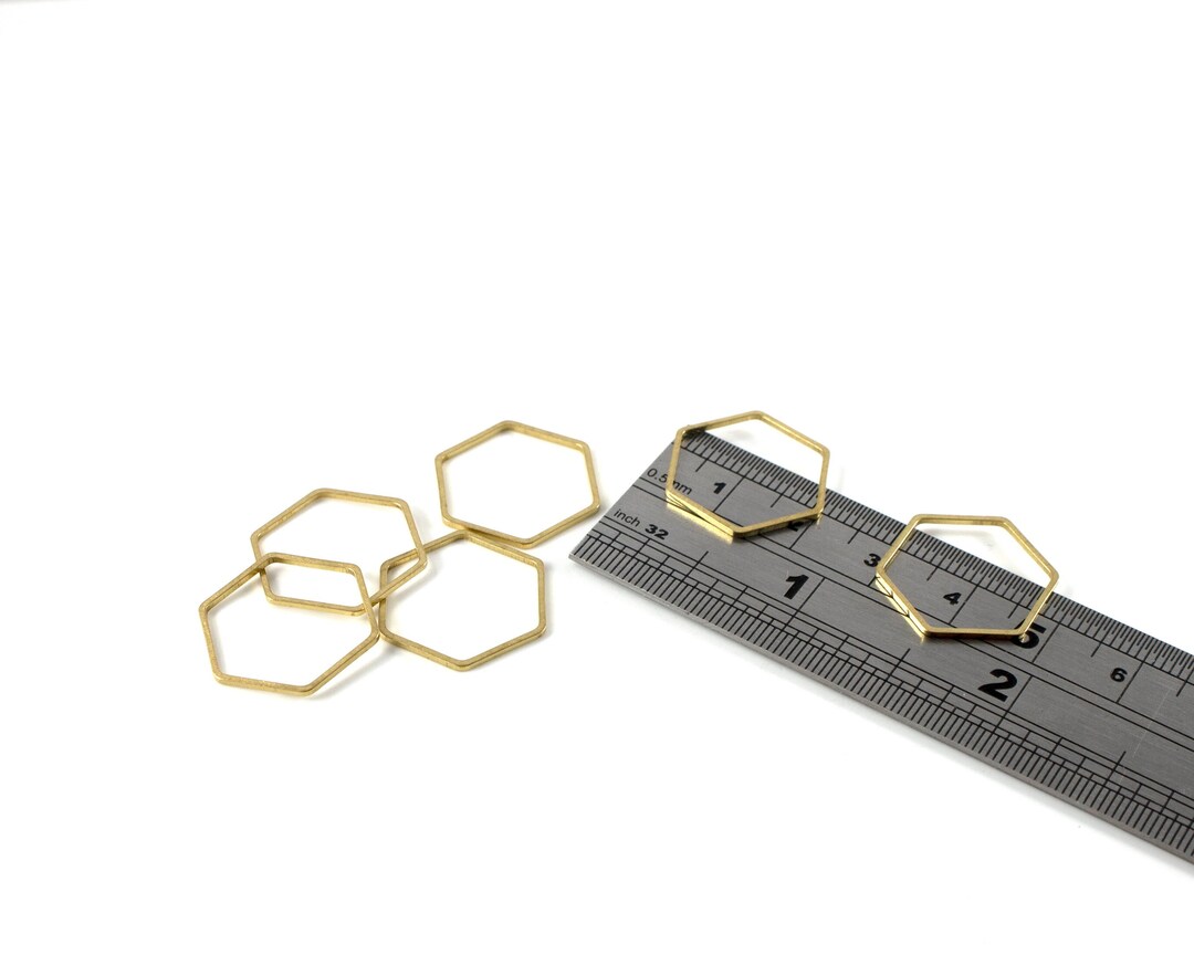 20 X Raw Brass Hexagon Connectors, Brass Hexagon Linking Rings, Gold ...