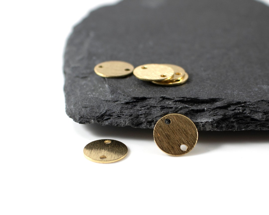 20 X Raw Brass Round Links, Textured Coin Connectors, 10mm Round Disk ...