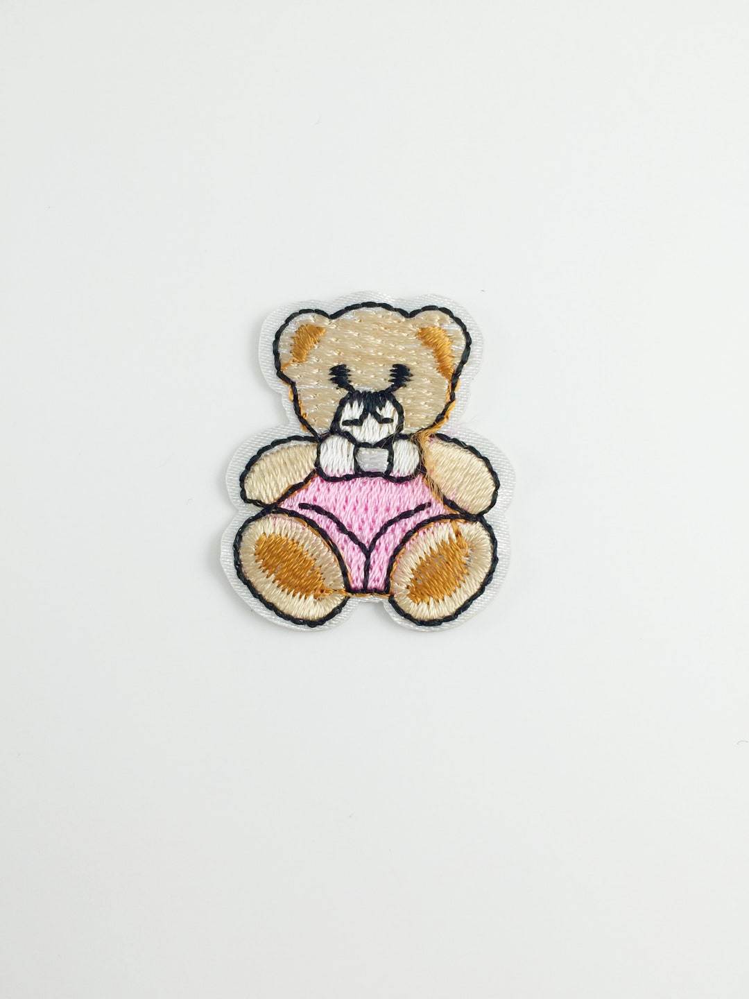 Tiny Teddy Bear Iron-on Patch, Cute Bear Girl Badge, Embroidered Bear ...