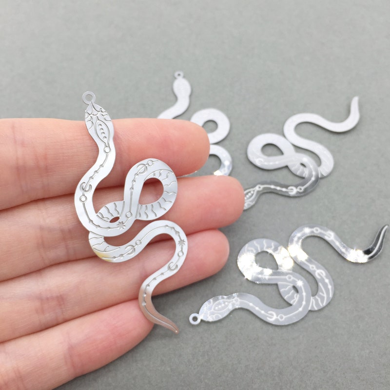 Silver Snake Charm - Etsy