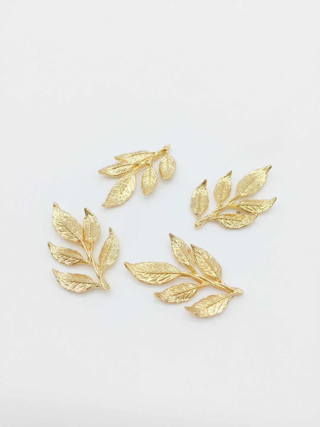 4 X Gold Leaf Charms Gold Plated Leaf Pendants Gold Metal Leaves for ...