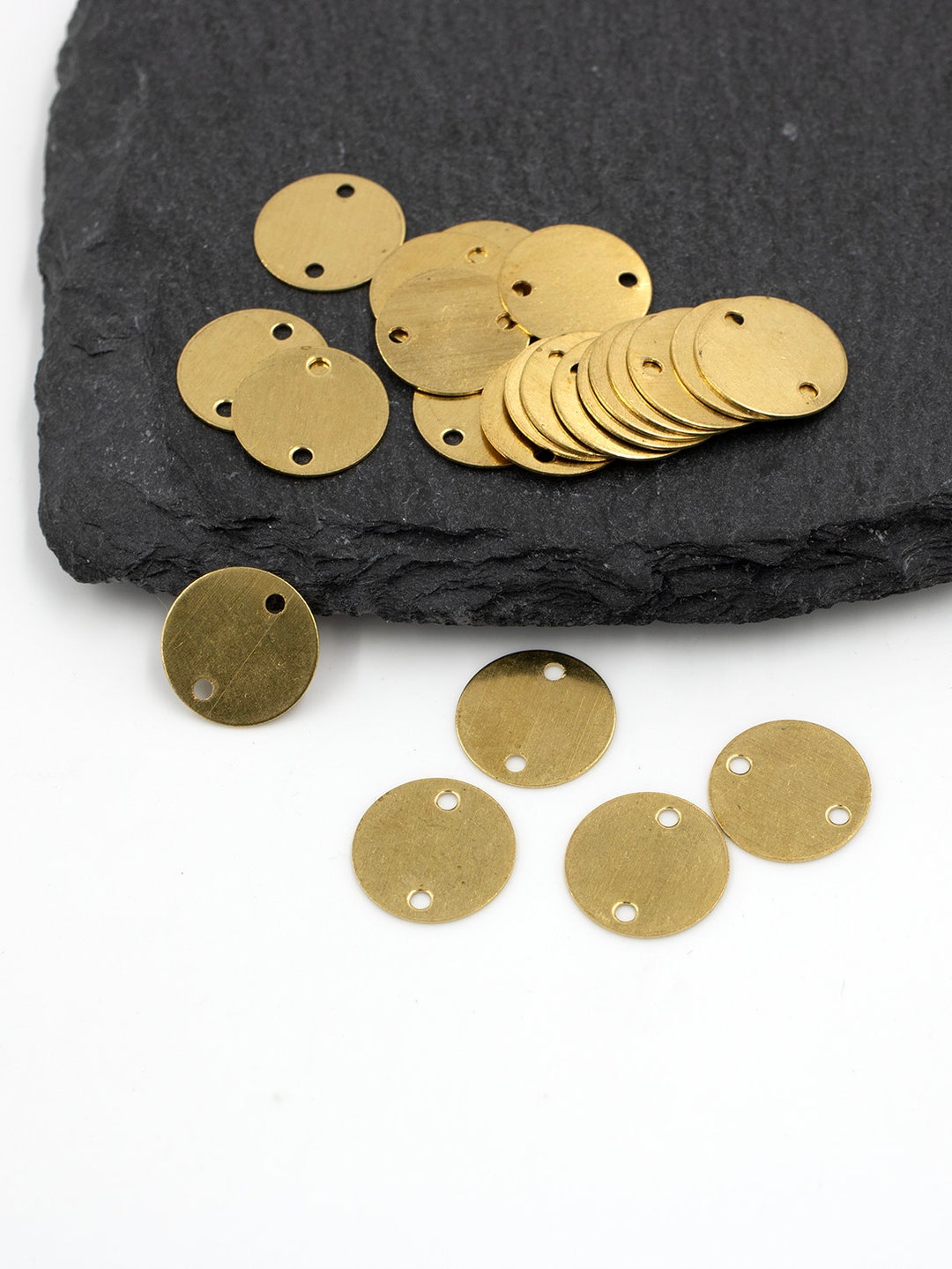 20 X Raw Brass Round Links, Smooth Coin Connectors, 12mm Round Disk ...
