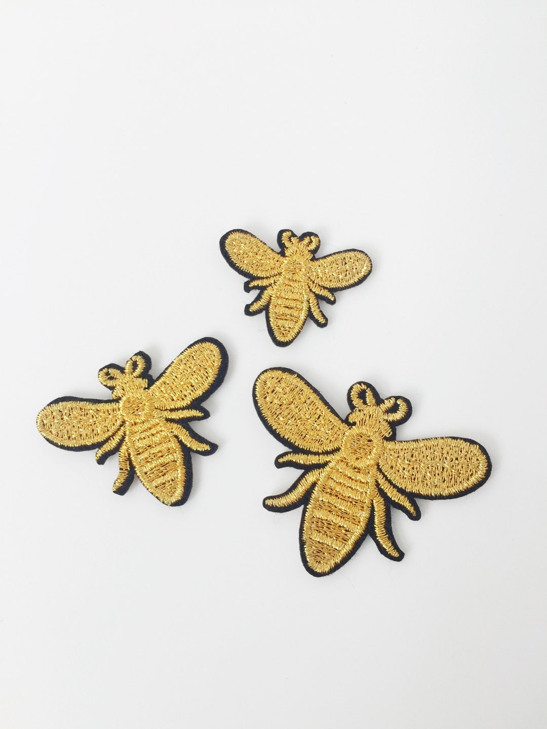 Gold Bee Iron-on Patch, Bee Embroidery, Queen Bee Motif, Bee Applique ...
